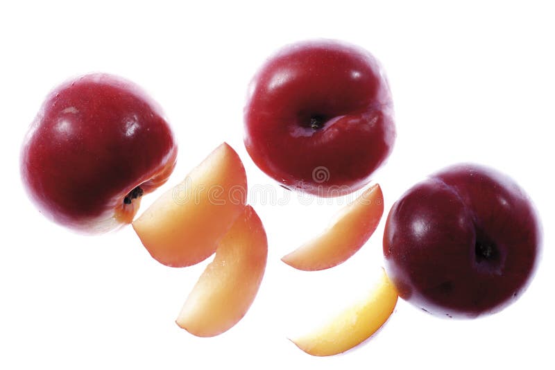 Red plums, elevated view stock image. Image of nutritious - 50500701