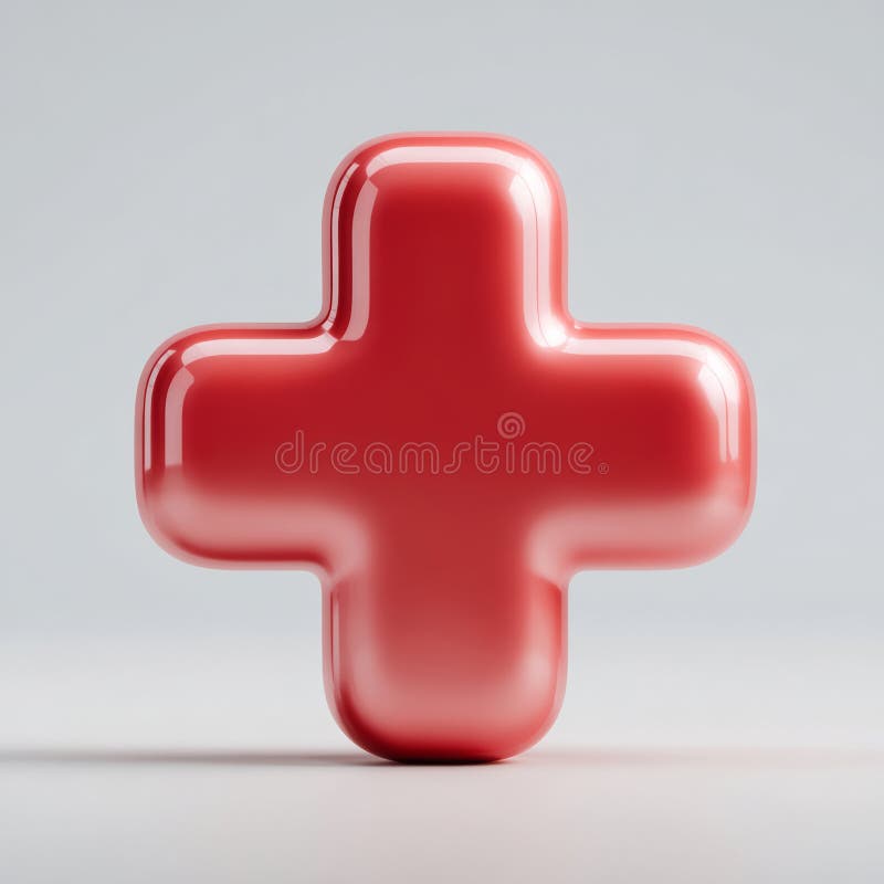 A Red Plus Sign on a White Surface Stock Illustration - Illustration of ...