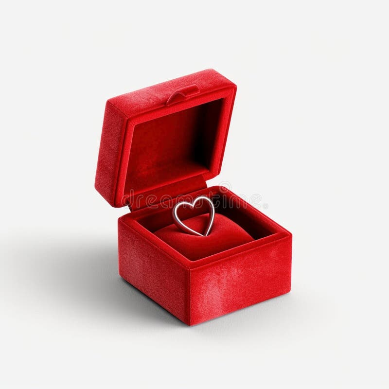 Red Plush Ring Box Isolated on White Background, Created with ...