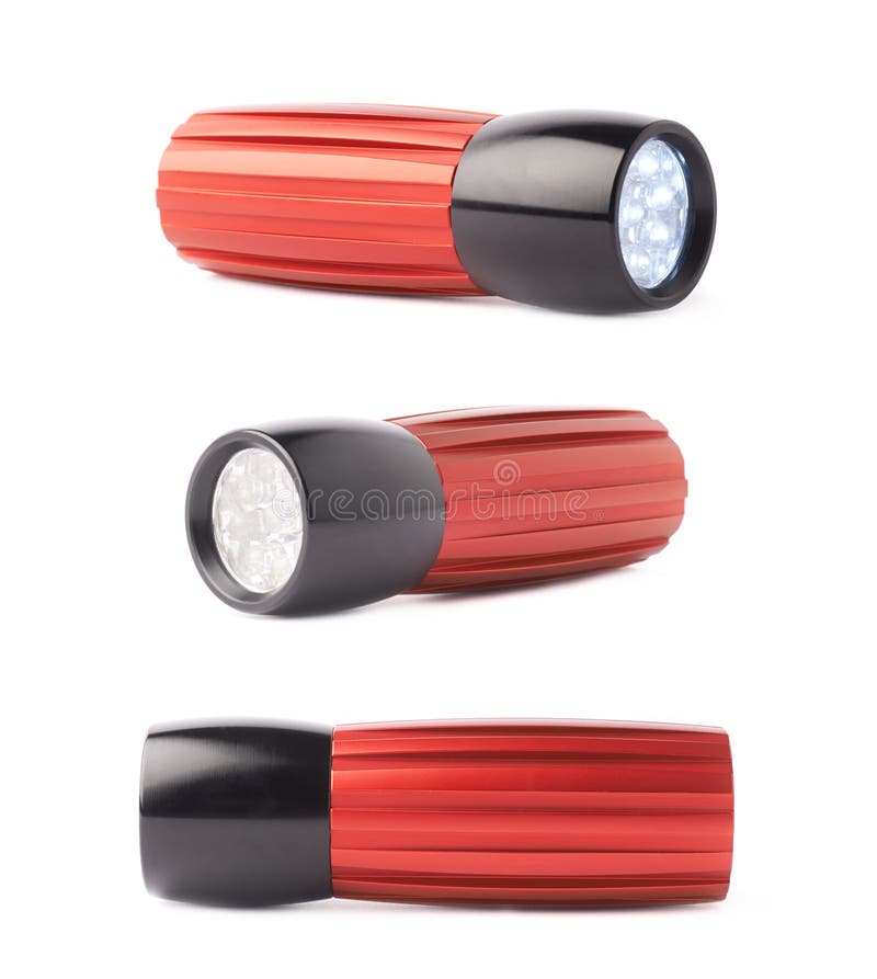 Red Pocket Flashlight Isolated Stock Photo - Image of flashlight ...