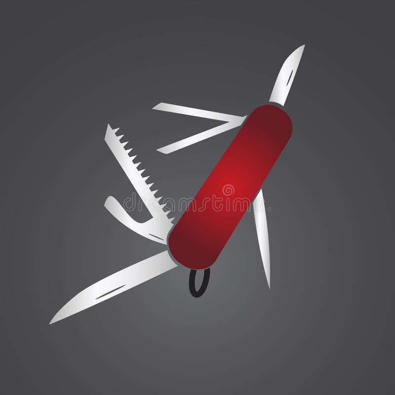 Red Swiss Army Knife stock vector. Illustration of pocket - 18007680