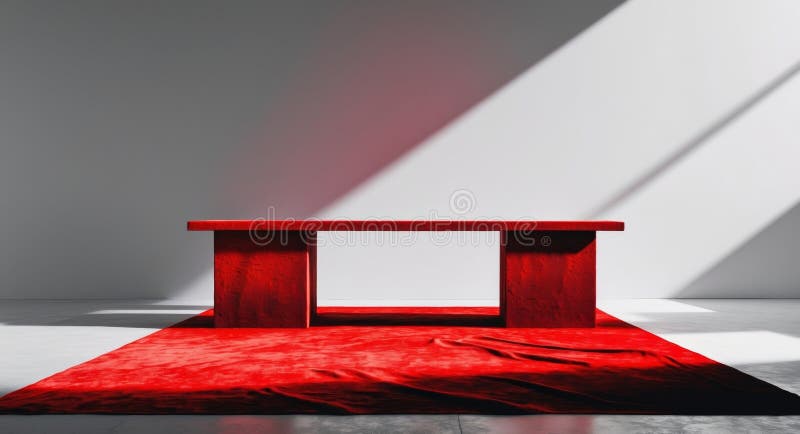 Red Podium and Carpet with Light and Shadow, Minimalist Presentation ...