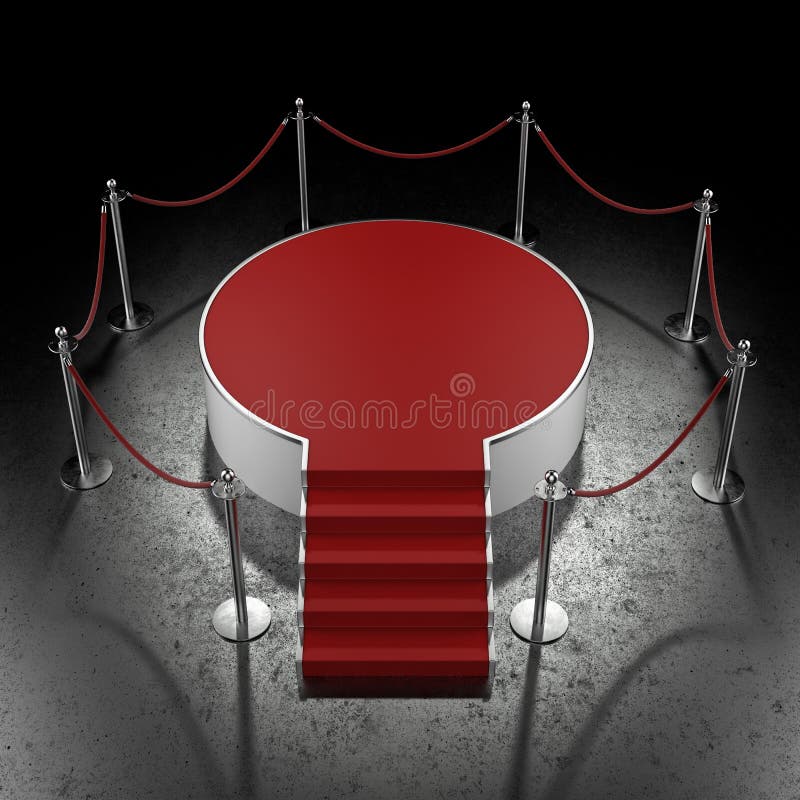 Red podium in dark gallery stock illustration. Illustration of glamour ...