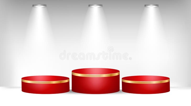 Red Podium on Light Background with Spotlights Illuminated Stock Vector ...