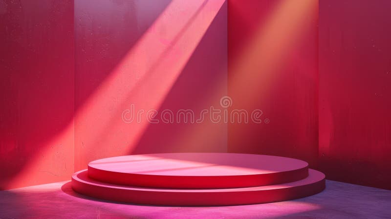 Red Podium Light Studio Stage Platform with Dramatic Lighting Stock ...