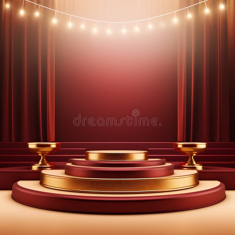 Stage Podium Scene for Award Ceremony Illuminated with Spotlight. Award ...