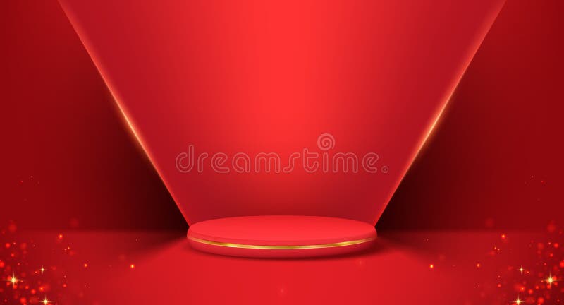 Red Podium, Pedestal Background for Promotion Your Products. 3D Place ...
