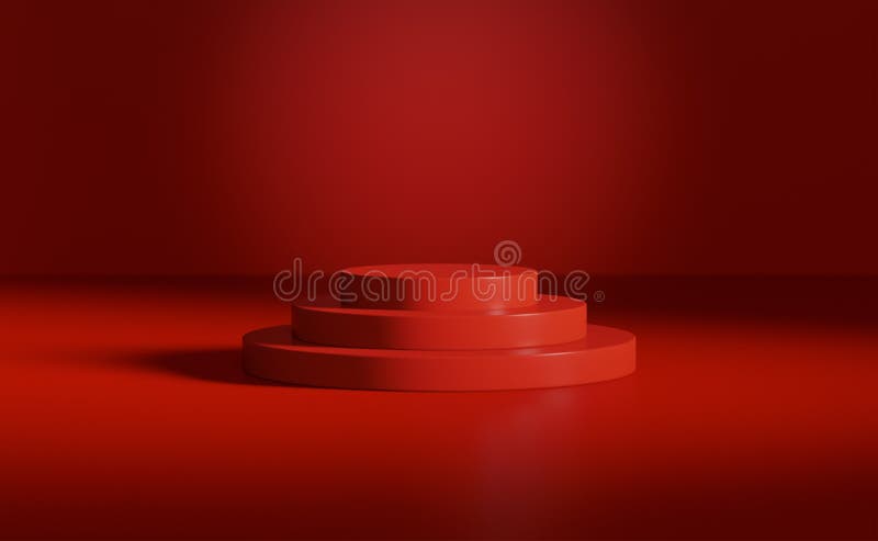 Red Podium Platform for Product Presentation. 3d Rendering Luxury ...