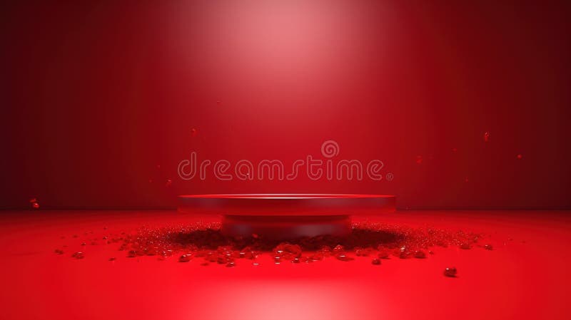 Red Podium in the Red Studio Room. Modern Display Podium Stand Stock ...