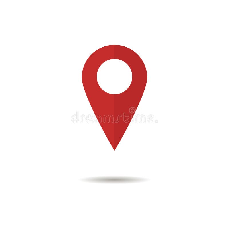 Red Pointer Sign of Location Place Location with Shadow Stock Vector ...