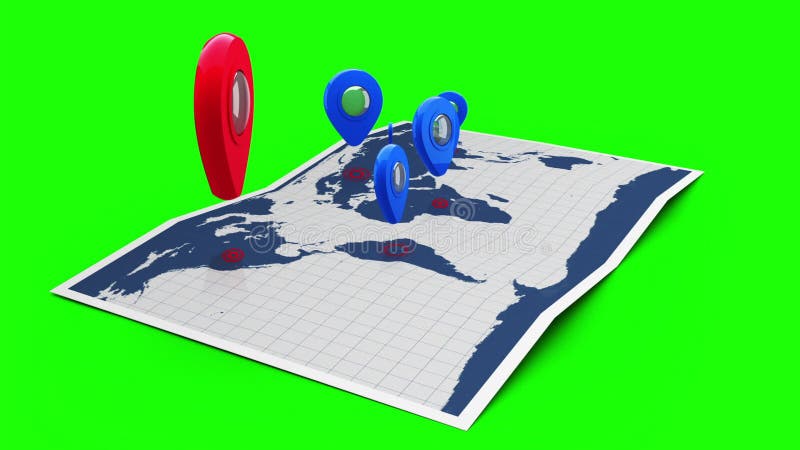Red Pointer on a World Map Surrounded by Blue Markers Stock Video ...