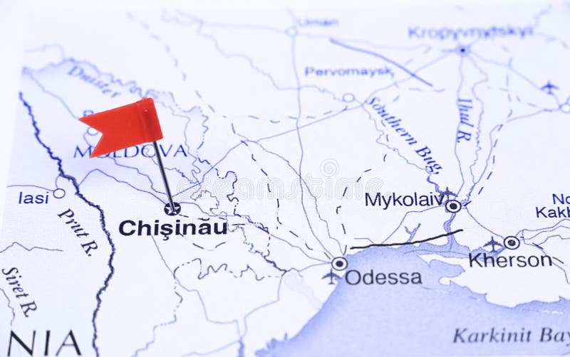 Red Pointing Flags on Chisinau City on Map Stock Image - Image of city ...