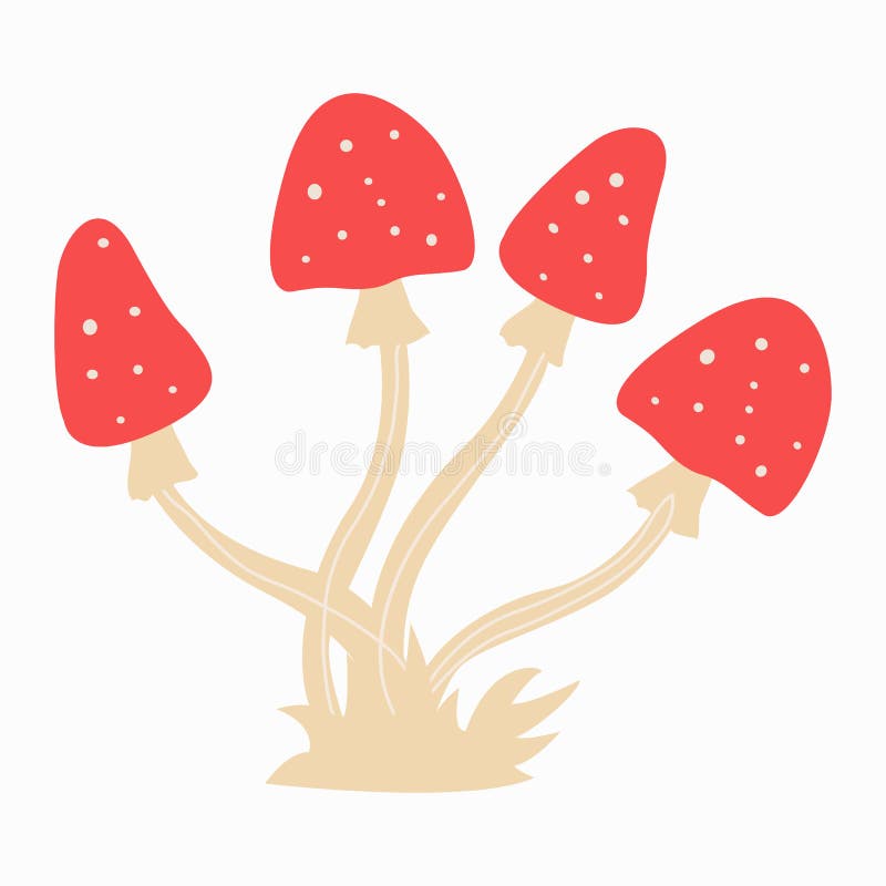 Red Poisonous Mushroom Highlighted on a White Background. a Set of ...