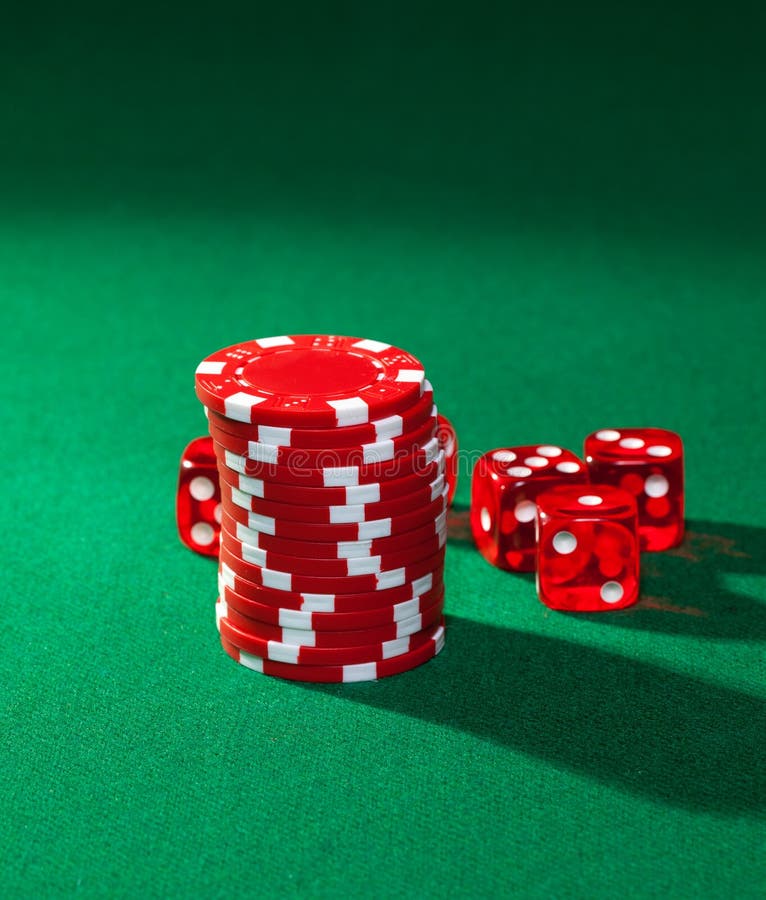 Red Poker Chips and Red Dice Stock Image - Image of game, dice: 31054115