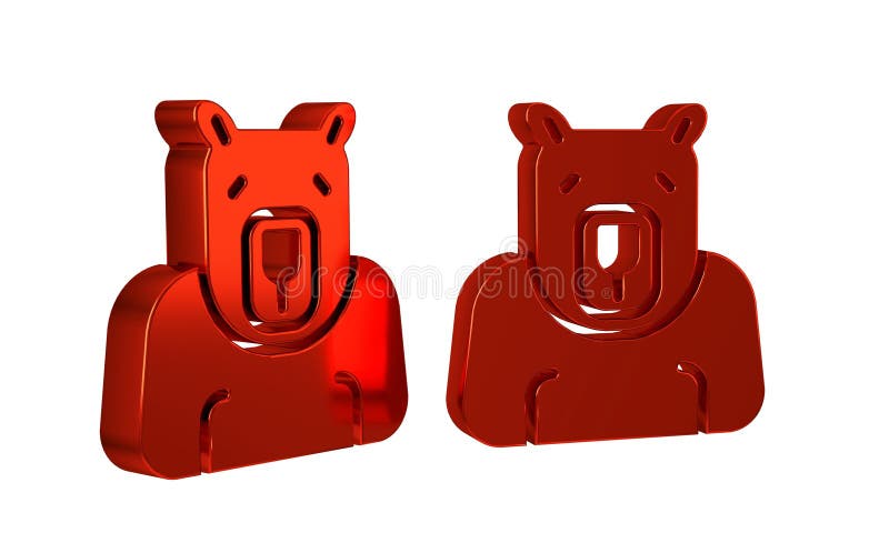 Red Polar Bear Head Icon Isolated on Transparent Background. Stock ...