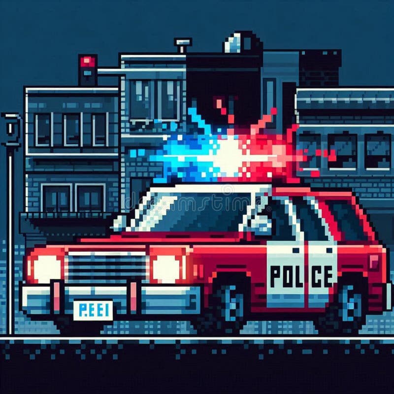 Red Police Car Design, Pixel Art Stock Illustration - Illustration of ...