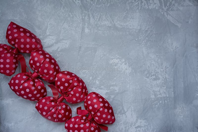 Red Polka Dot Bows. Plush Bow a Toy. Light Background Under the ...