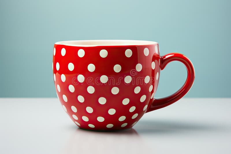 Red polka dot coffee mug stock illustration. Illustration of hipster ...
