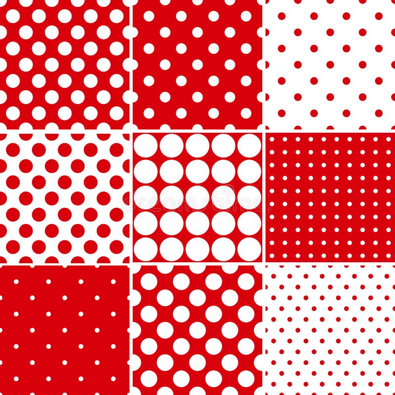 Red Polka Dot Seamless Patterns Stock Vector - Illustration of modern ...