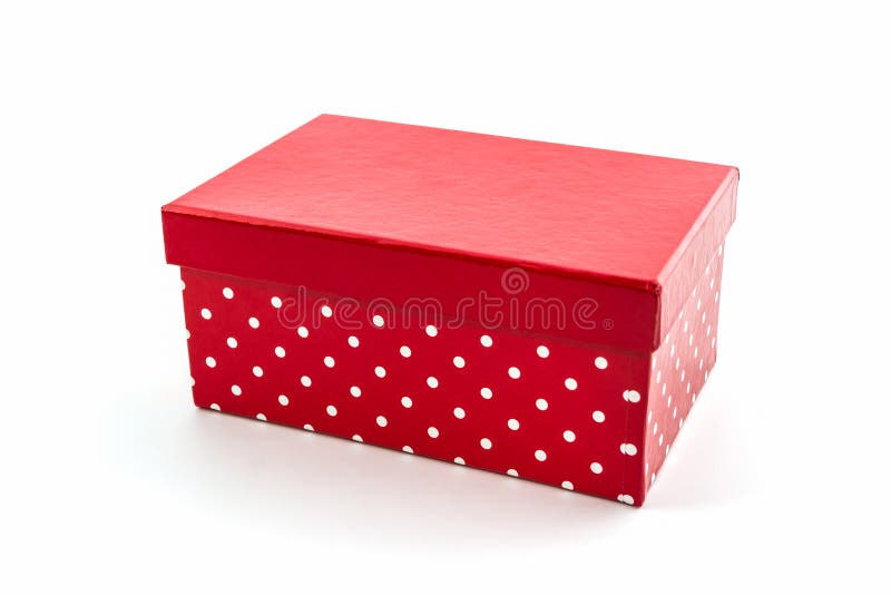 Red polka dots box. stock image. Image of product, advertising - 42700309