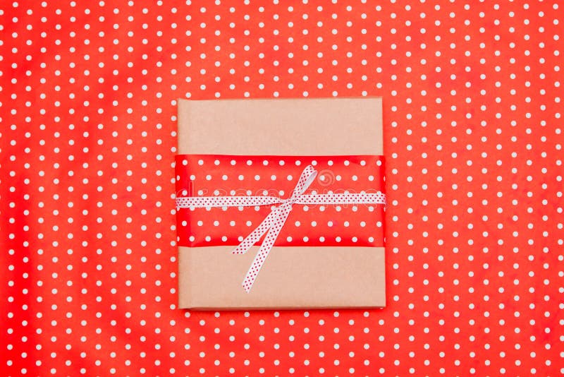 Red dotted gift box stock photo. Image of closeup, polka - 37561838