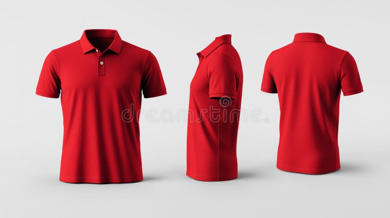 Red Polo Shirt Displayed in Three Views Generative AI Stock ...