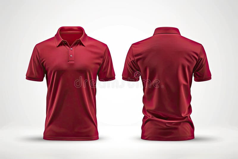 Red Polo T-shirt Mockup, Front and Back View Stock Illustration ...