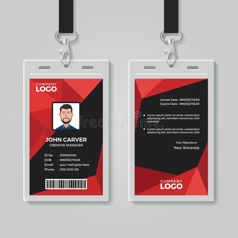 Red Polygon Identity Card Template Stock Vector - Illustration of ...