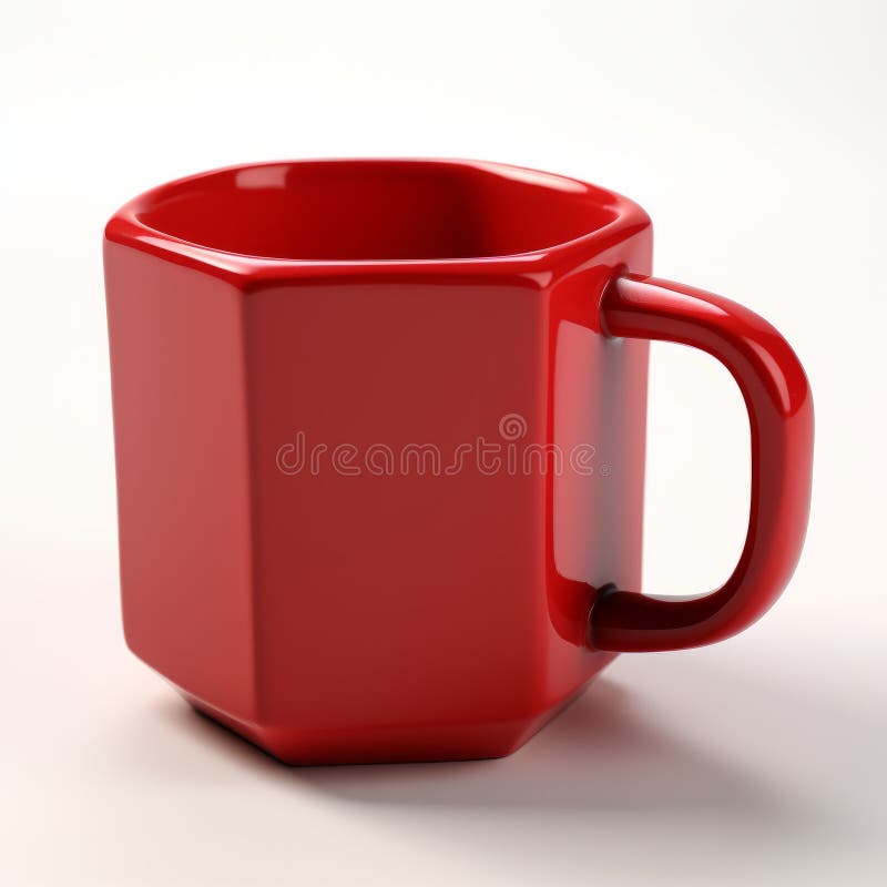 Red Polygon Mug with Blue Handle - 3d Model Rendered in Maya Stock ...