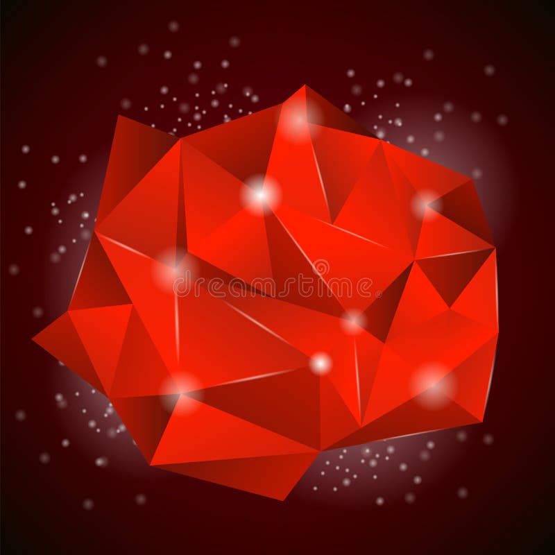 Red Polygonal Stone stock vector. Illustration of design - 61278444