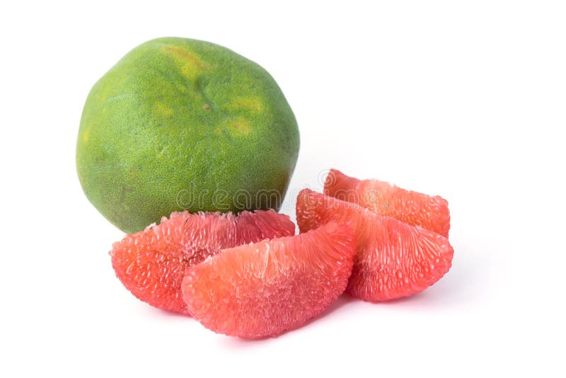 Pomelo with Red Pulp in Front of Dark Background Stock Photo - Image of ...