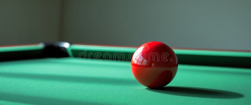 A Red Pool Ball is on a Green Pool Table. Stock Image - Image of ...