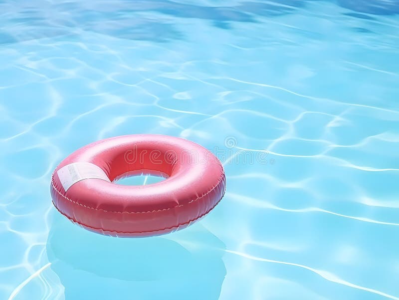 Red Pool Float, Ring Floating in a Refreshing Blue Pool Stock ...