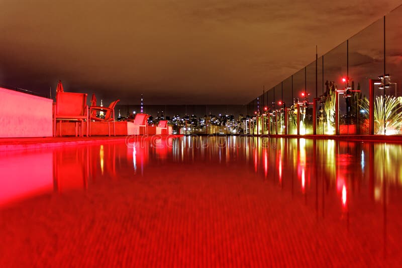 Red pool stock image. Image of skyscraper, architecture - 60738073