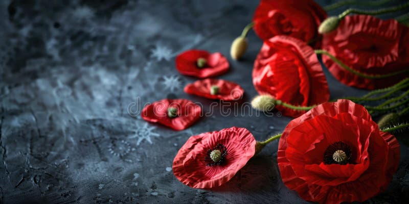 Red Poppies on Table stock image. Image of vase, nature - 374279645