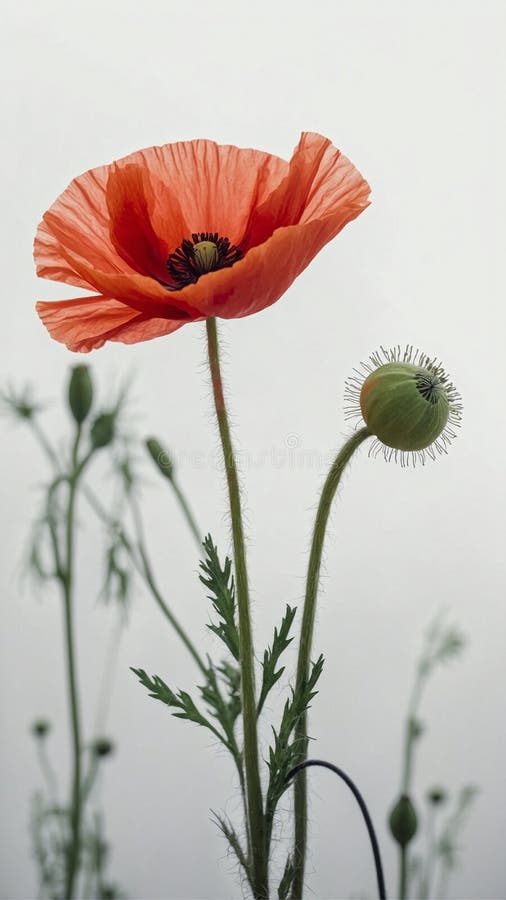 Red Poppy in Bloom. a Close-up of a Vibrant Red Poppy Flower in Full ...