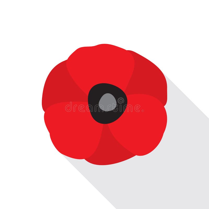 Red Poppy Flower Flat Icon stock vector. Illustration of poppy - 75916977