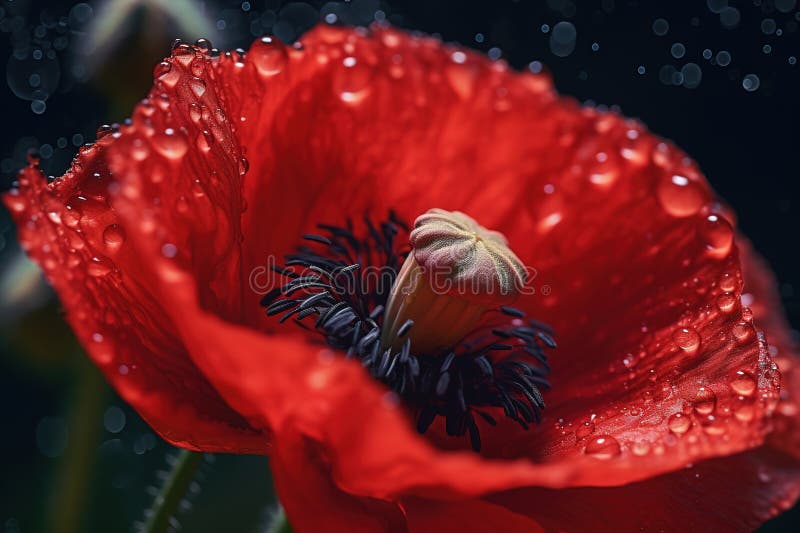 Red poppy. generated by Ai stock illustration. Illustration of warm ...