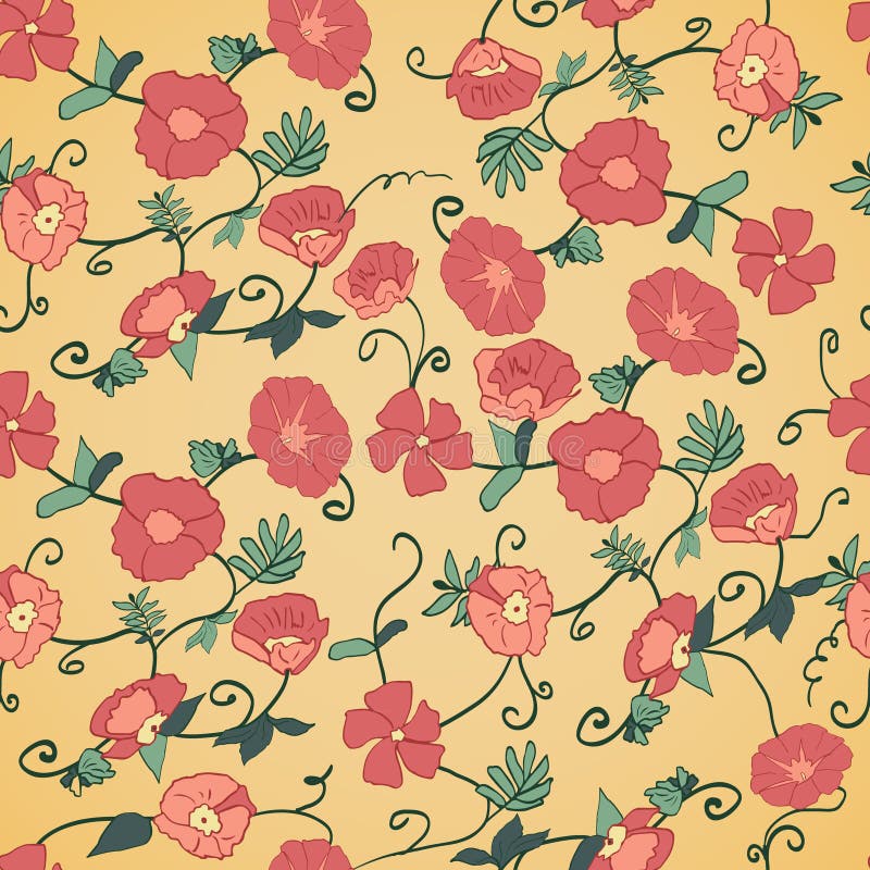 Red Poppy Seamless Textured Background Stock Illustration ...