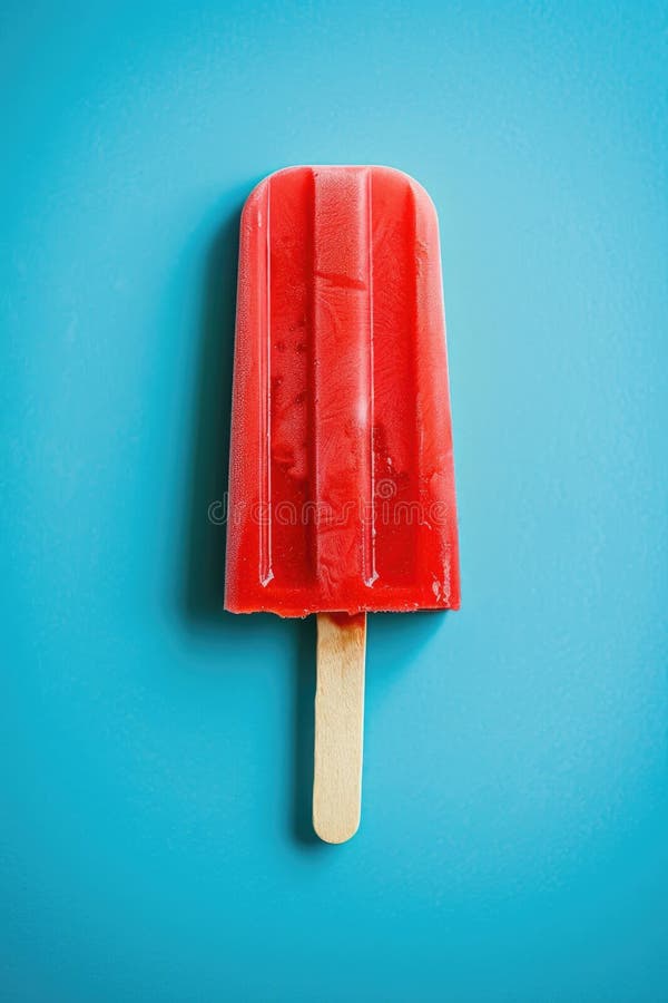 A Red Popsicle Resting on a Blue Surface, Perfect for Summer Concepts ...