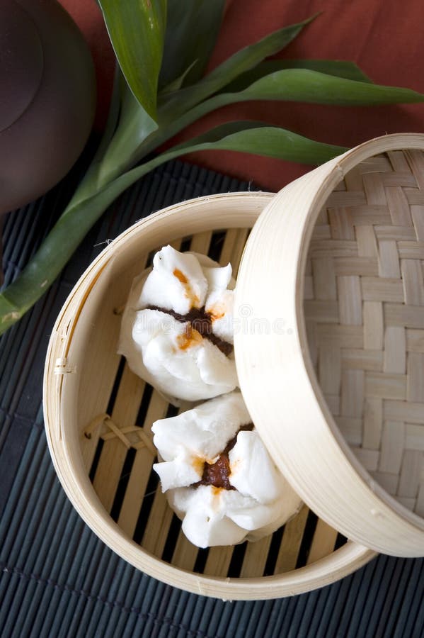 Red pork chinese bun stock photo. Image of restaurant - 44494836