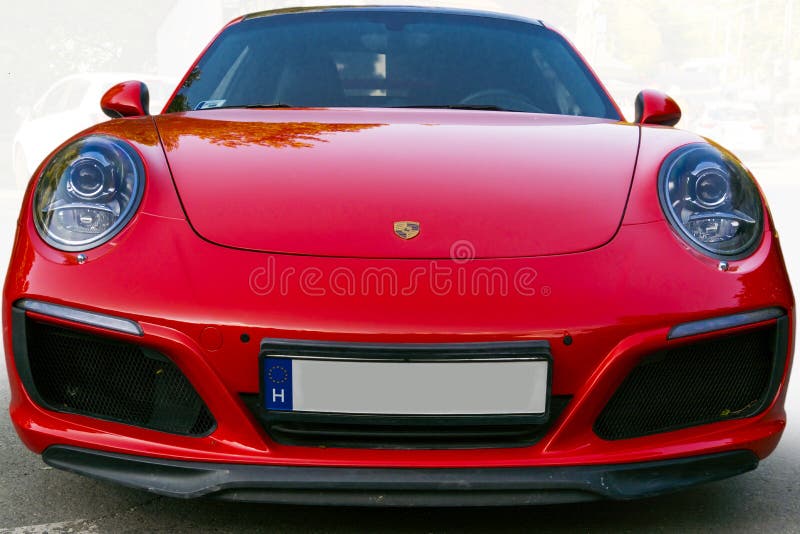 A Red Porsche 911 Carrera Car Front Side Editorial Photo - Image of ...