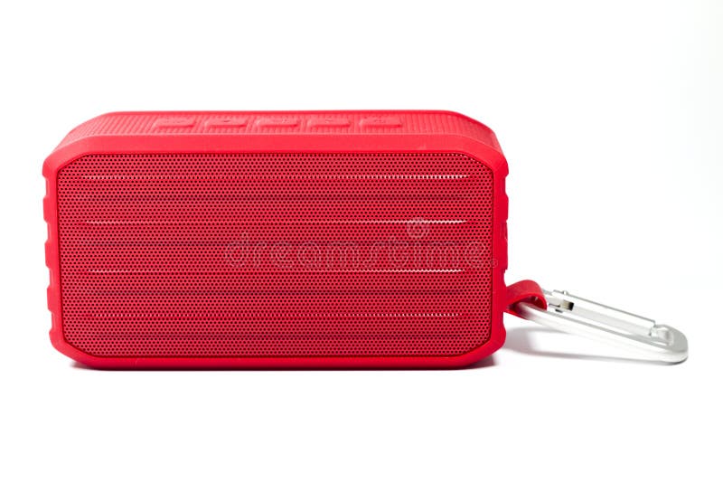 A Red Portable Electronic Speaker or Radio Stock Photo - Image of ...