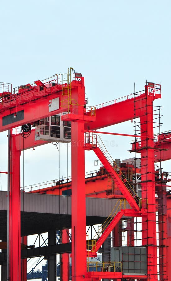 Portal Jib Crane and Cargo Containers Stock Photo - Image of export ...
