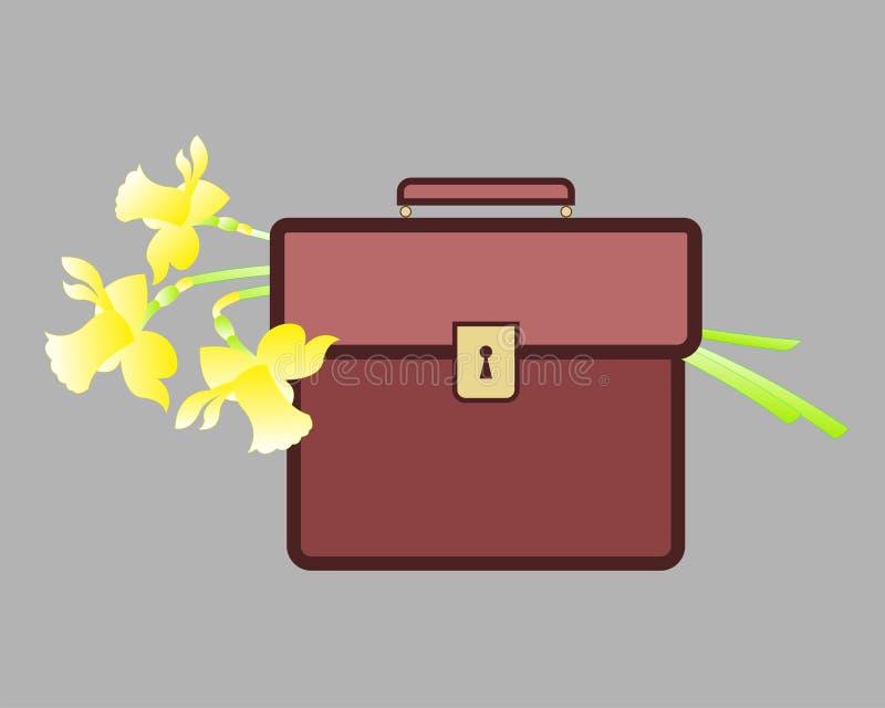 Red Portfolio with Spring Yellow Flowers. Stock Vector - Illustration ...