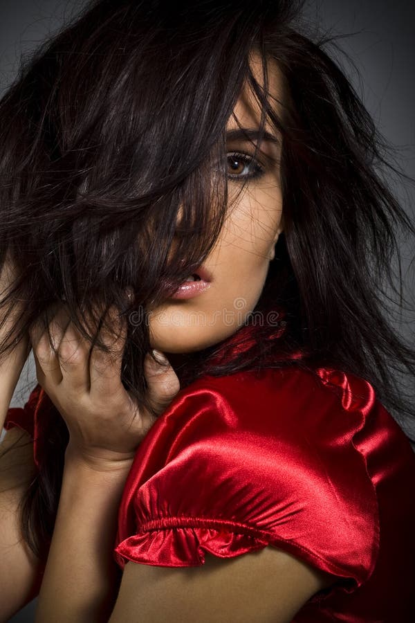 Red portrait stock photo. Image of looking, dark, lips - 7978608