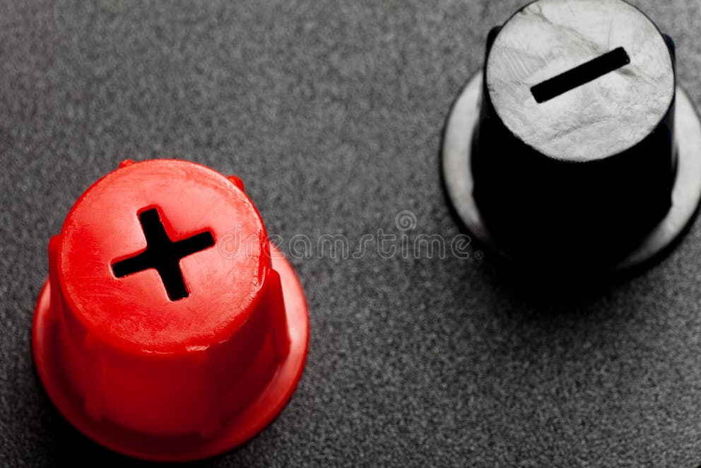 Red Positive and Black Negative Stock Photo - Image of polarity ...