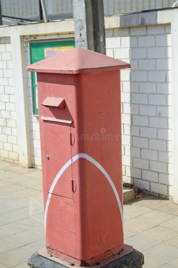 Red post box in city stock photo. Image of mail, traditional - 157709968