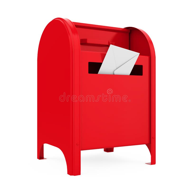 Red Post Box Isolated stock illustration. Illustration of metal - 183811065