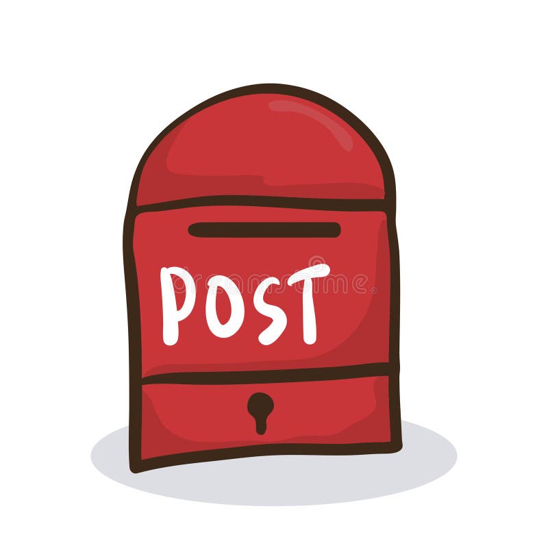Red Post Box for Mails Comic Cartoon Style Illustration Stock Vector ...